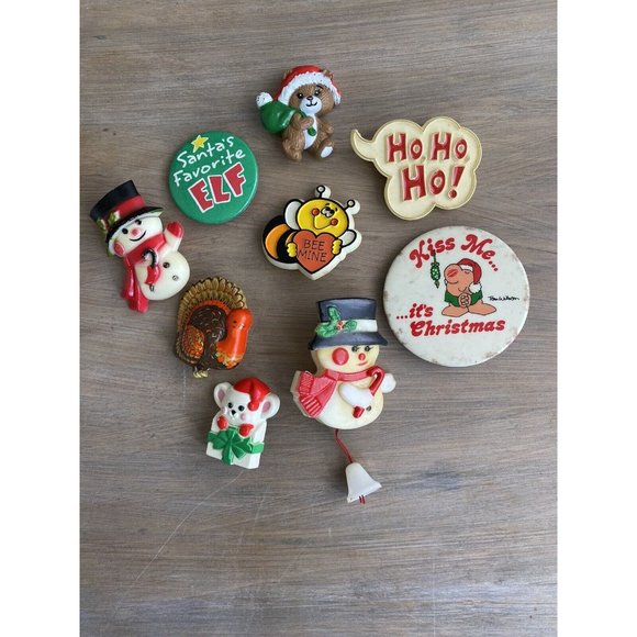 Jewelry | Vintage Holiday Pin Lot Snowman Bee Turkey Christmas Brooch 9 ...